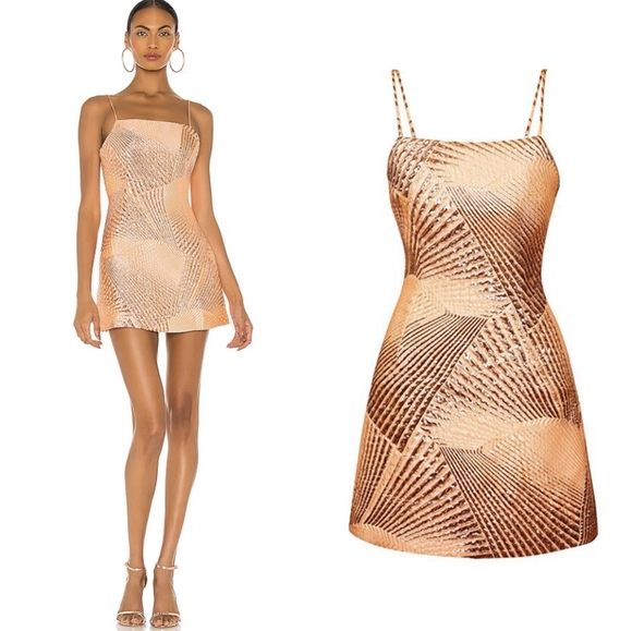 The Bar | Dresses | The Bar Logan Metallic Mini Dress In Peach | Poshmark